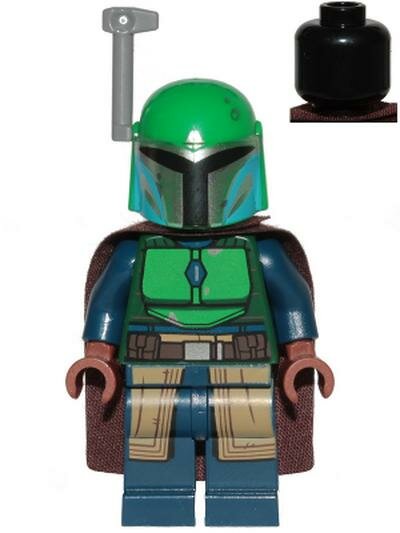 Минифигурка Lego sw1078 Mandalorian Tribe Warrior - Female, Dark Brown Cape, Green Helmet with Antenna / Rangefinder