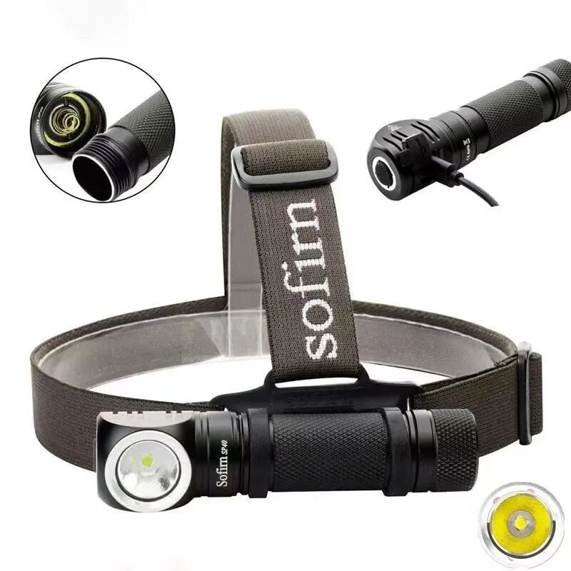 Налобный фонарь Sofirn SP40, 4000 люмен, 4xSST20, черный, IP68, 21700 аккумулятор, 11.5*3.01*2.9 см