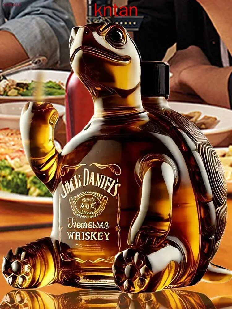 Бутылка Jack Daniel's Tennessee Whiskey в форме черепахи, стеклянная бутылка для алкоголя, 1 литр, коричневый цвет, пробка