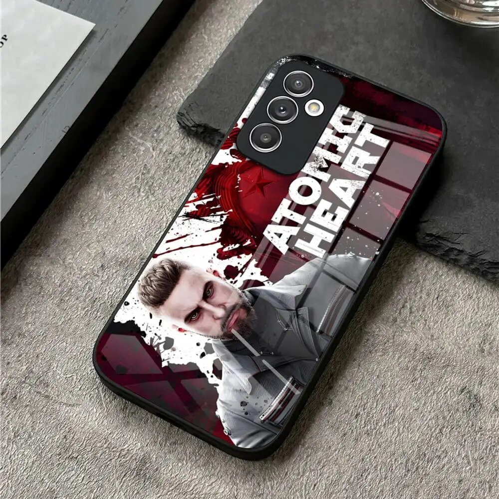 Чехол для телефона Atomic Heart для S24 Ultra Samsung S23 S22 S20 Fe S21 Plus Galaxy A54 A34 A24 A53 A16 Стеклянная крышка