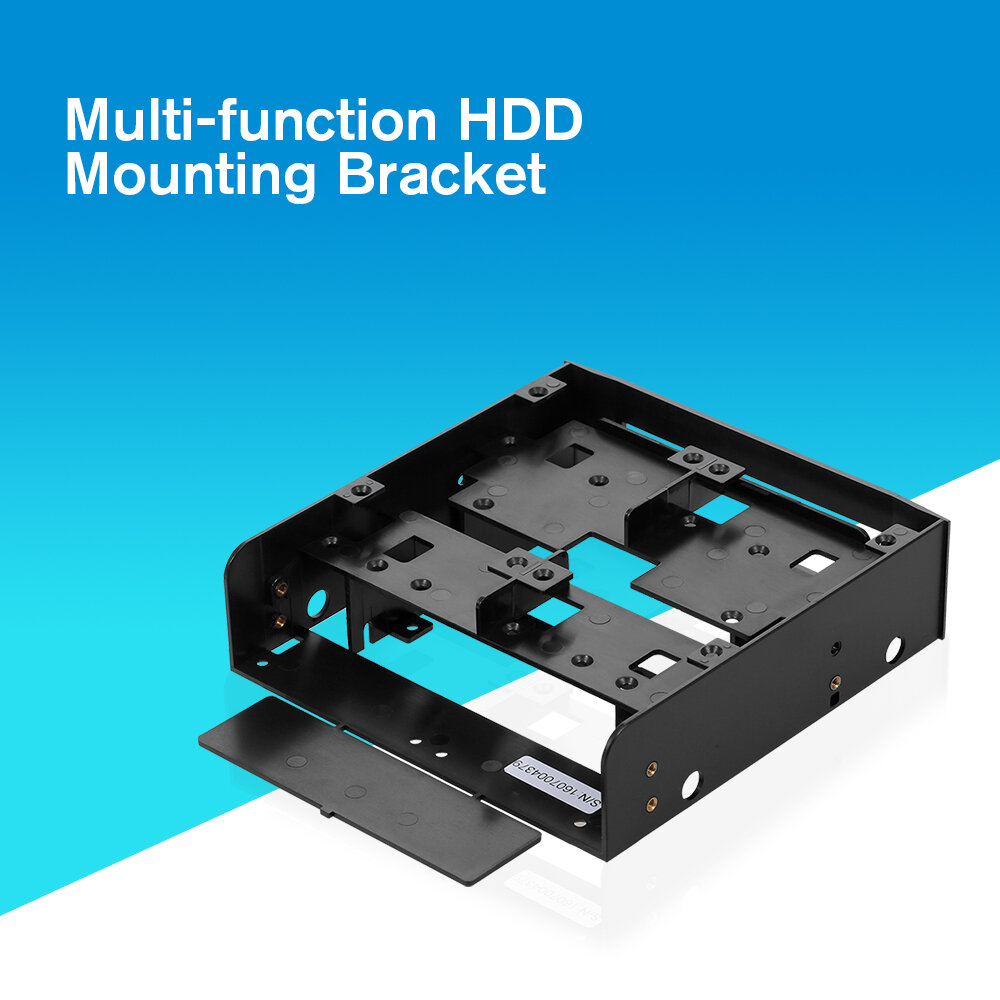 MR-8801 HDD Mounting Bracket Черный Подходит для 3.5, 2.5 дюймовых Жестких Дисков Материал Пластик Размер 15*14.5*4 см Установка в 5.25 дюймовую Бей PC В комплект входят 1 Кронштейн, 3 Пакета Запчастей, 1 Инструкция