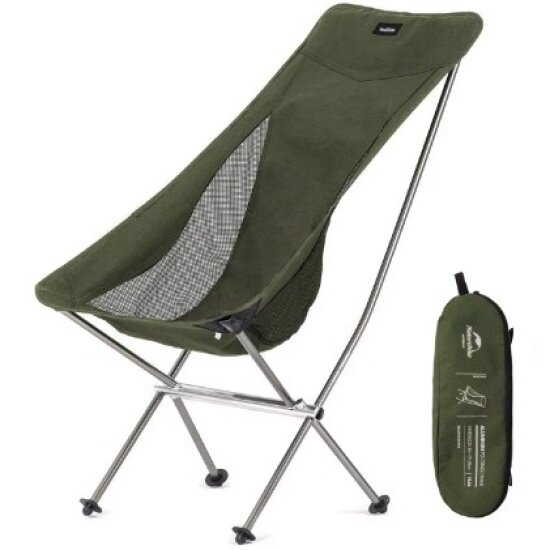 Кресло туристическое Naturehike YL06 складное, высокая спинка, до 150 кг, зеленое NH18Y060-Z-GR