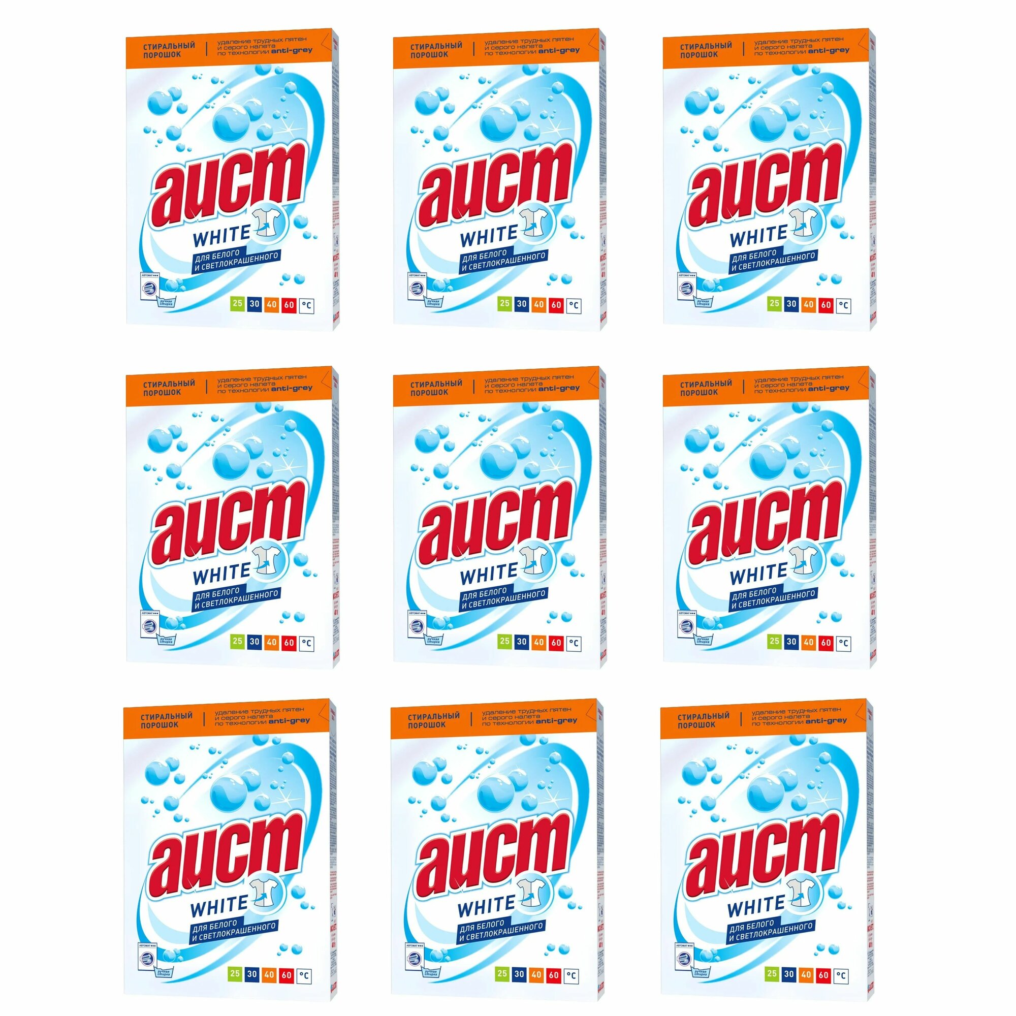 Аист Стиральный порошок White, 400 г, 9 шт