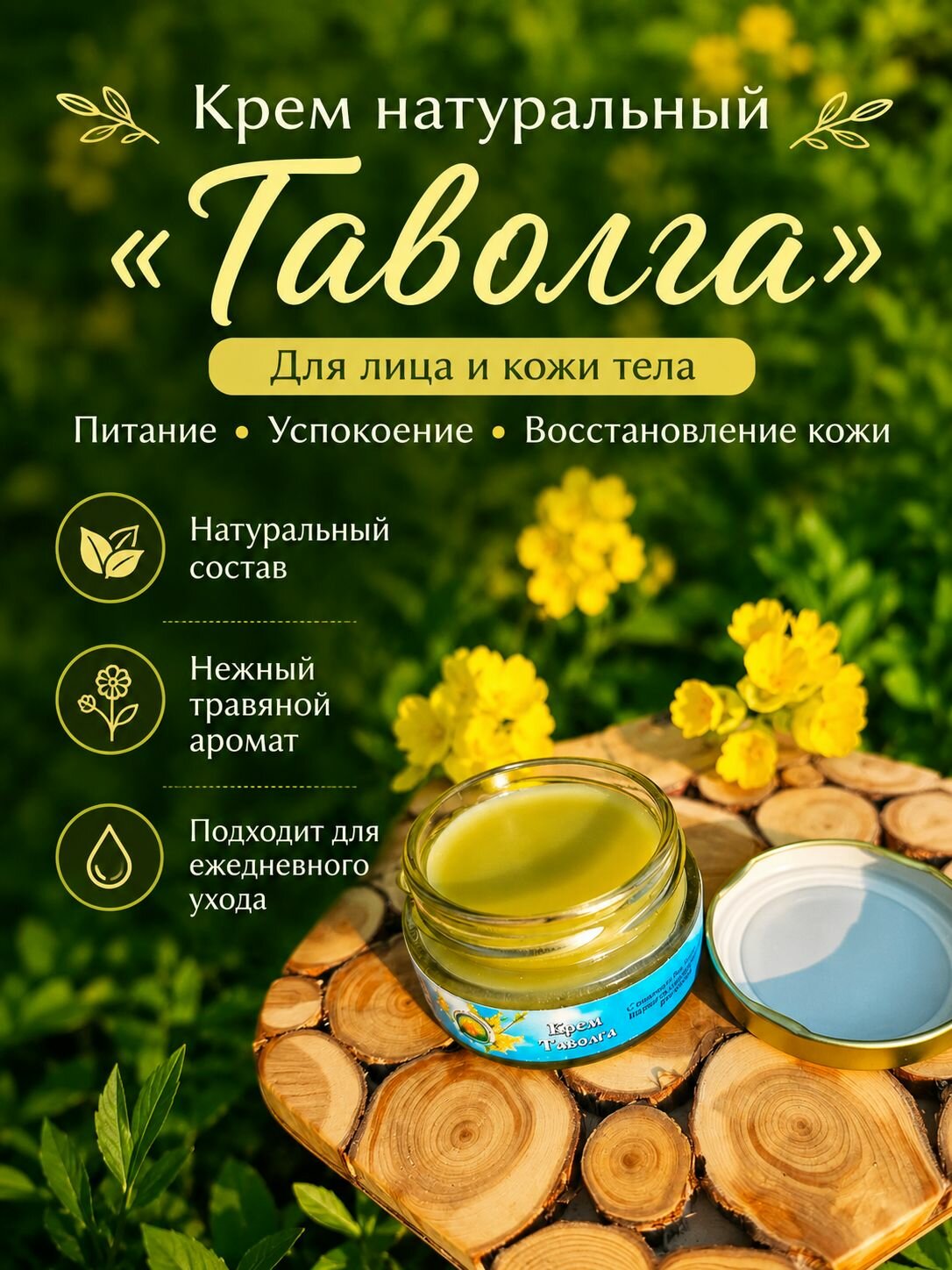 Крем для рук и лица таволга при дерматитах и экземах 50 мл