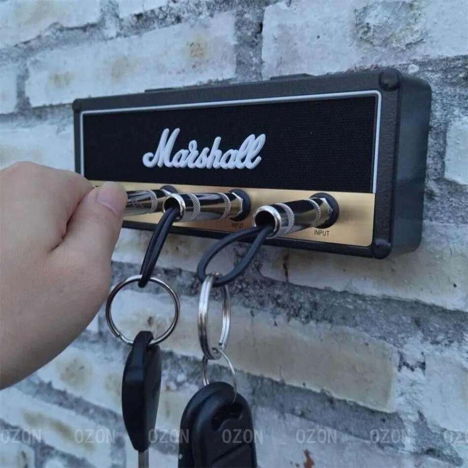 Ключница настенная Marshall с 4 крючками, черная, ABS пластик, 19.5 см