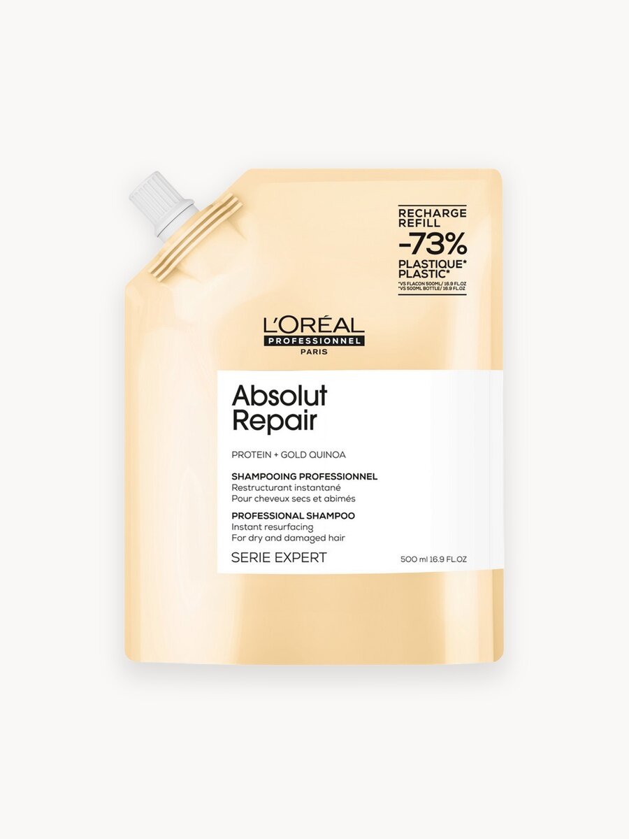 Loreal Absolut Repair Shampoo Refill - Шампунь для восстановления поврежденных волос 500 мл (Мягкая упаковка)
