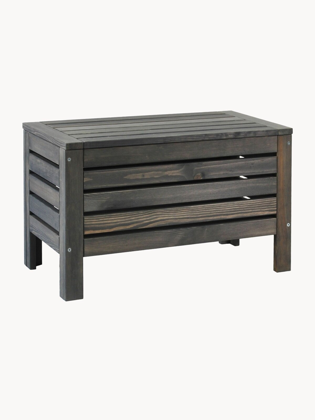 Сундук скамья 37х72х45, Эпларо, деревянный для хранения вещей, тумба в прихожую, для мангала и для сада, массив сосны, серый графит, Dipriz