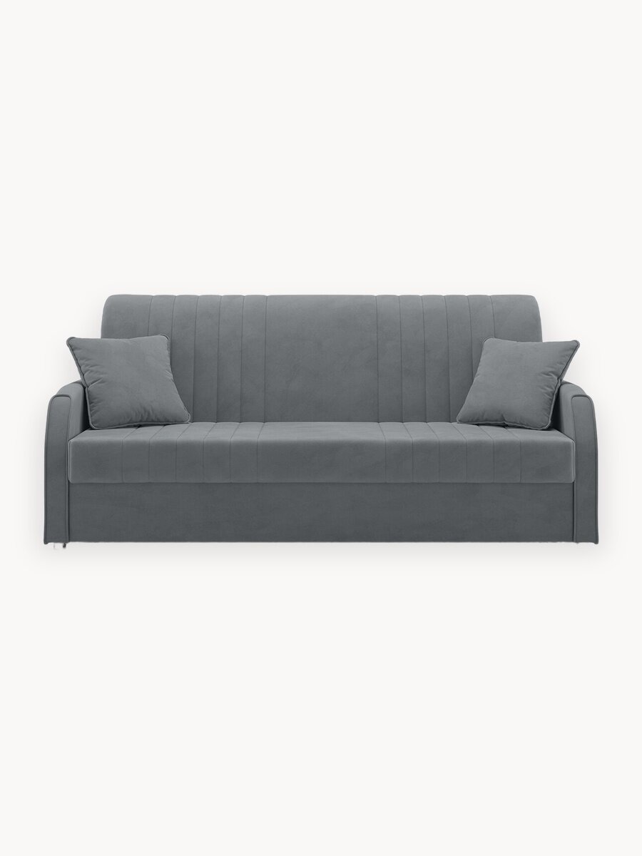 Диван-кровать с ящиком раскладной М053 Аккордеон, ортопедический, 180х200 спальное место, велюр темно-серый