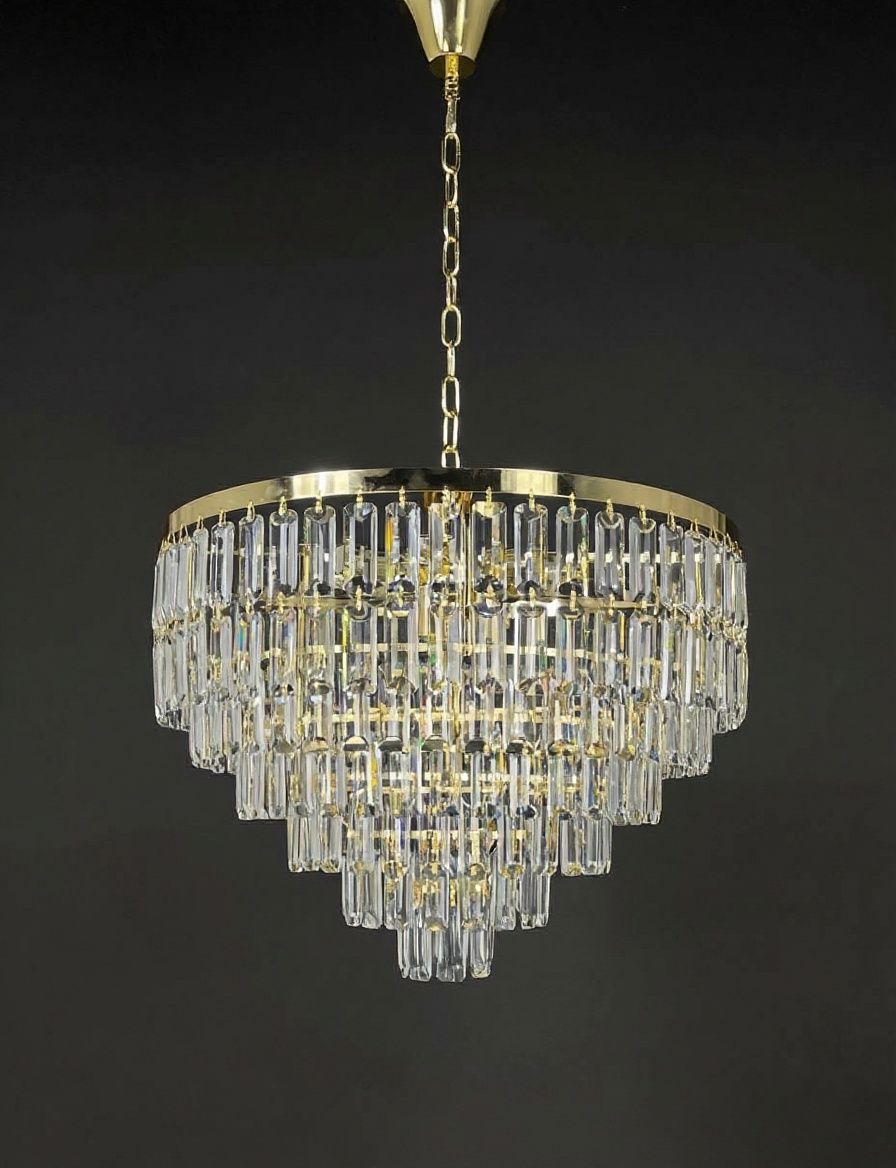 Люстра подвесная Lanbos Crystal, 11 ламп Е14, 440 Вт, до 25 кв м, золото