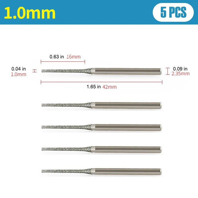Алмазные сверла 1.0mm, 5 шт.