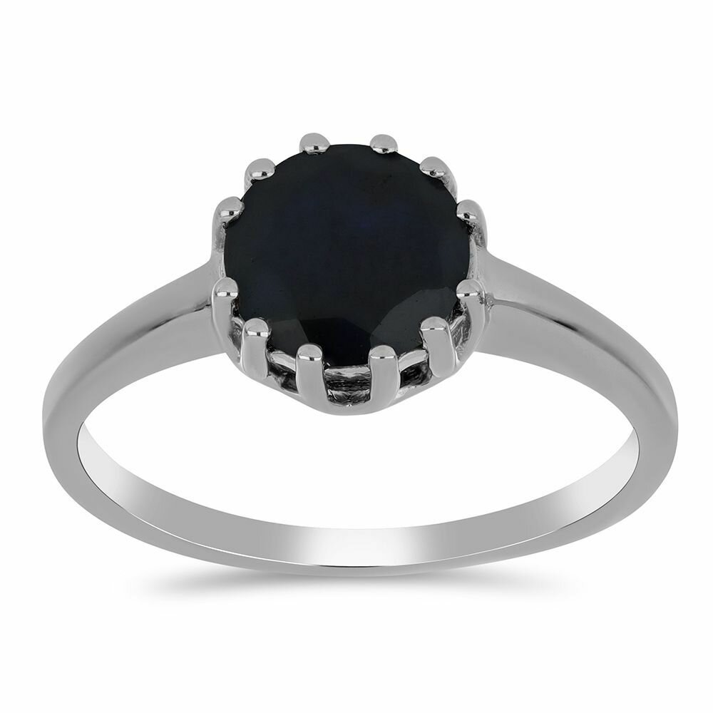 Кольцо тонкое, серебро, 925 проба, родирование, сапфир