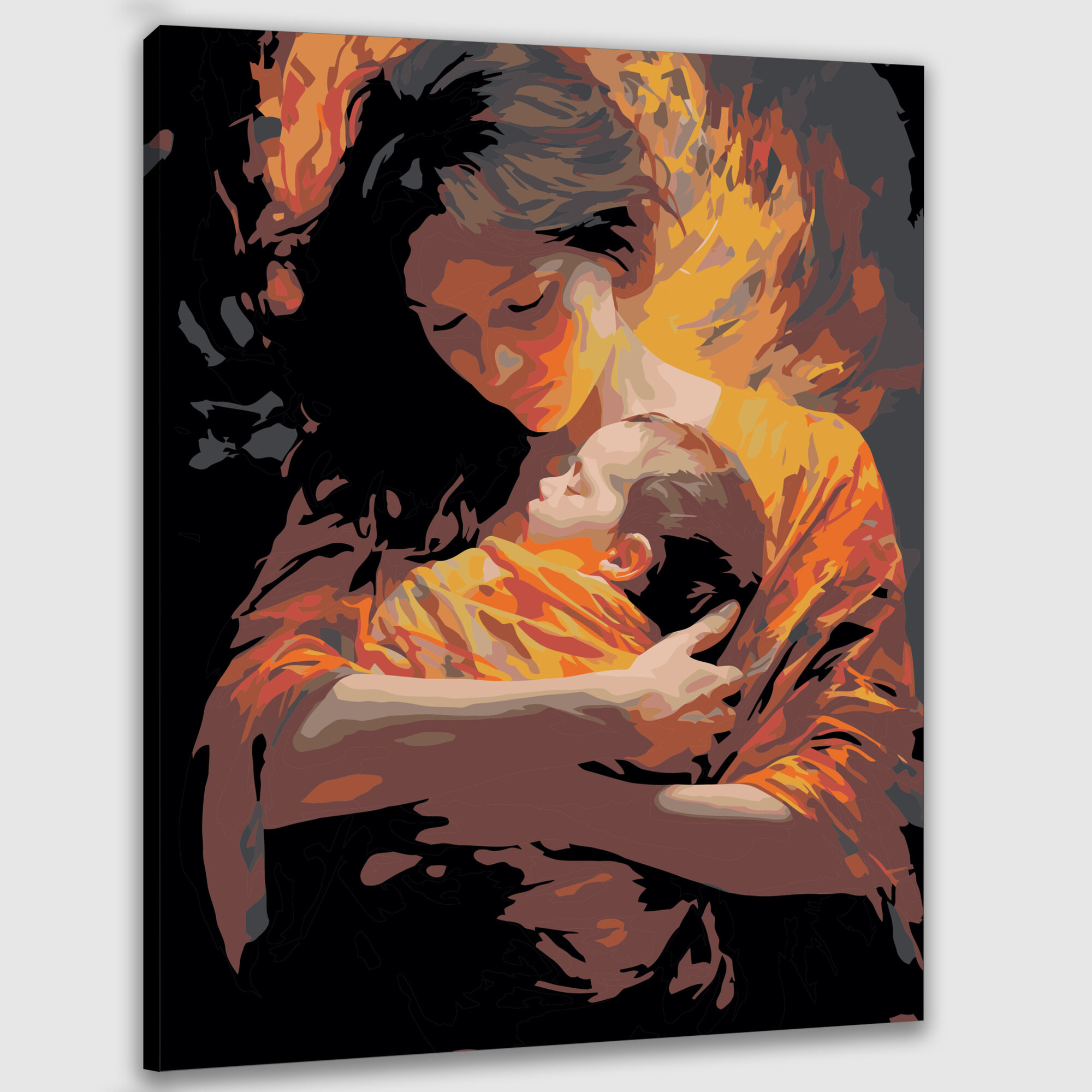 Картина по номерам 40x50 см, картина, масло, эмоциональная, мать, ребенок, обнимаются, слои цвета, текстура, связь