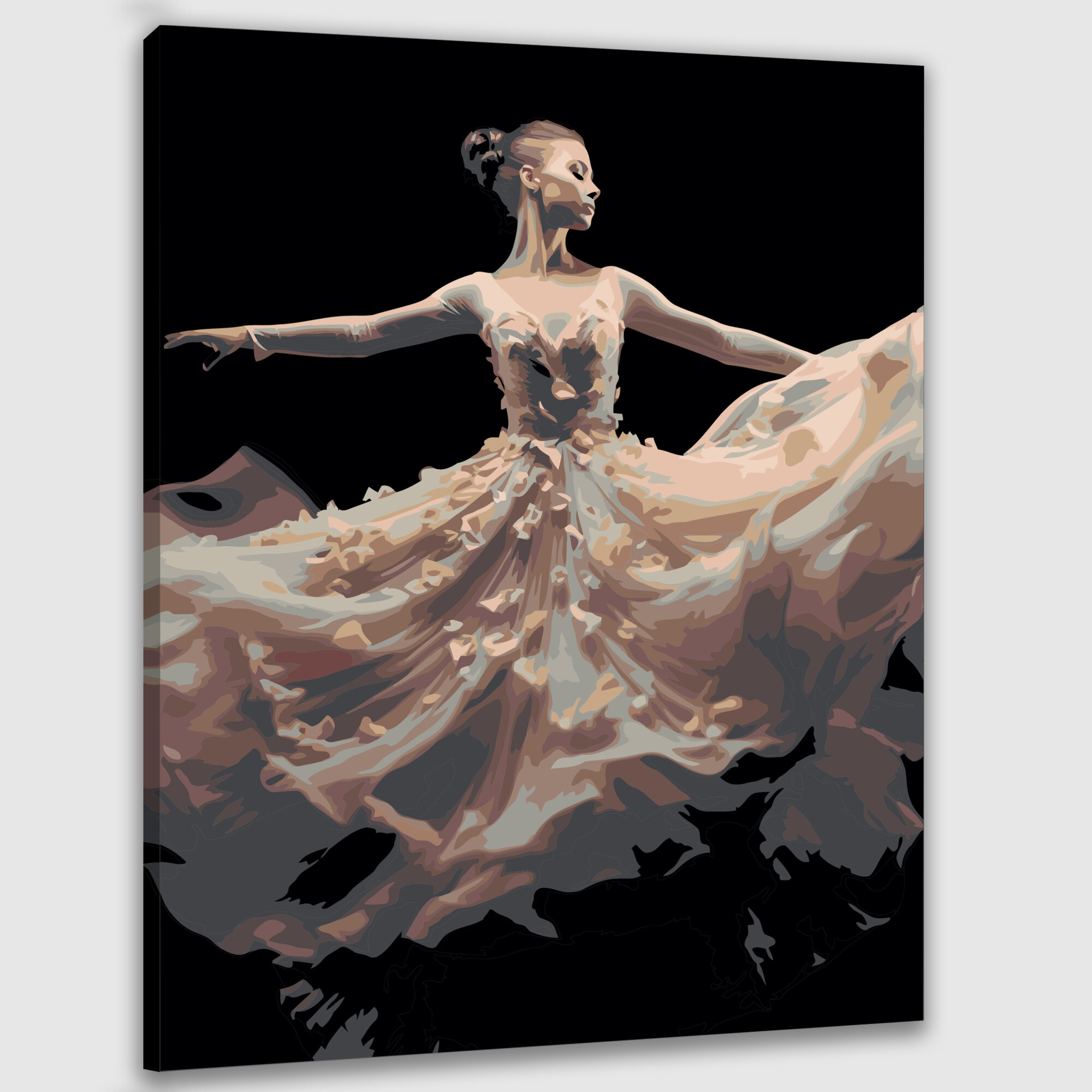 Картина по номерам 40x50 см, балерина, прыжок, фотография, грация, кадр, струящаяся пачка, конечности, элегантность