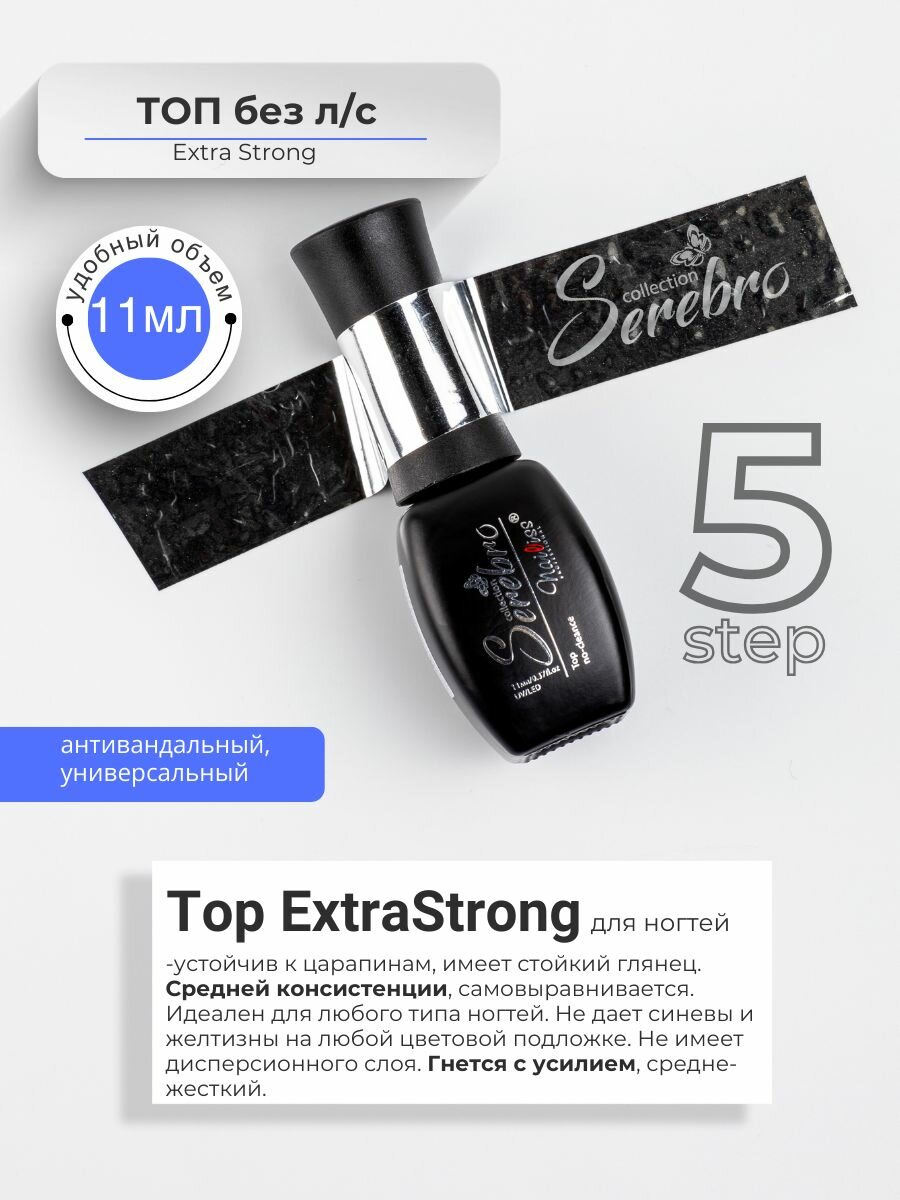 Топ для гель лака ногтей без липкого слоя "Extra Strong no-cleance", 11 мл