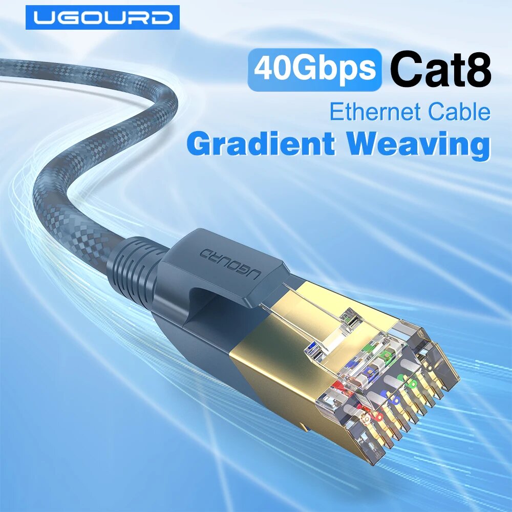 Cat8 Ethernet кабель 10м, 40 Гбит/с, Round — фото 1