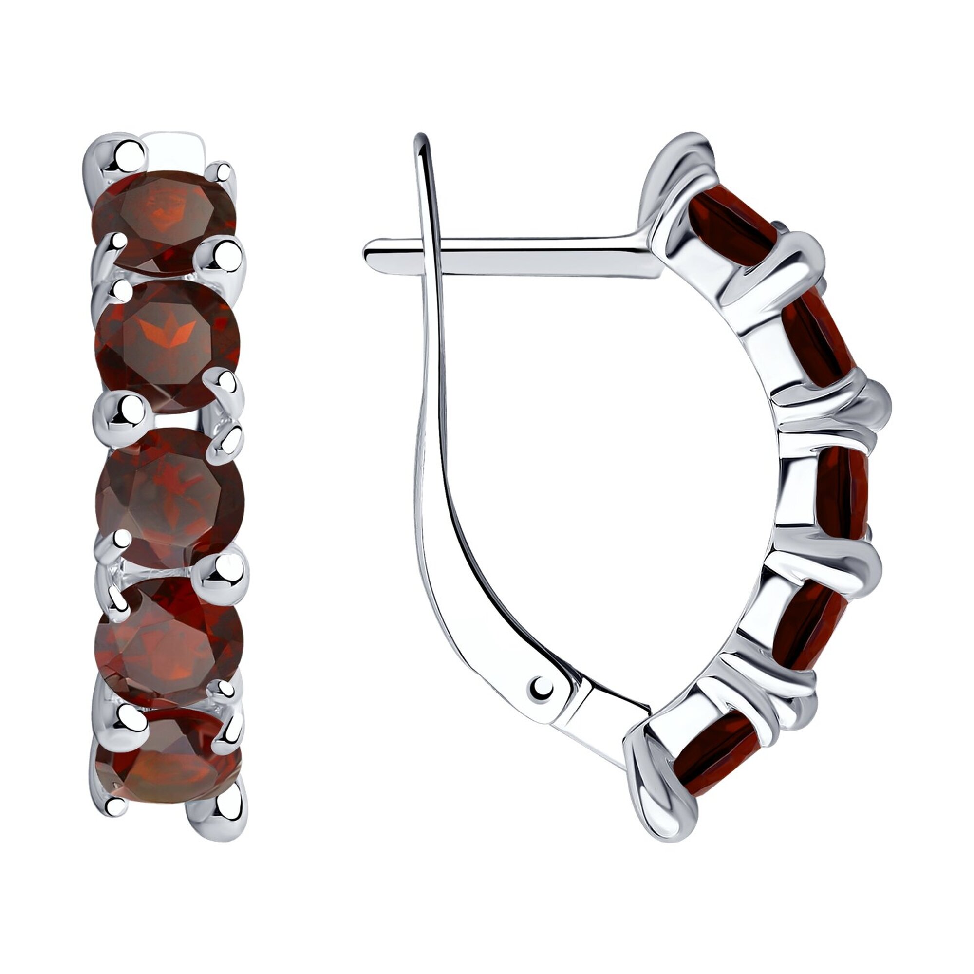 Серьги, серебро, 925 проба, родирование, гранат