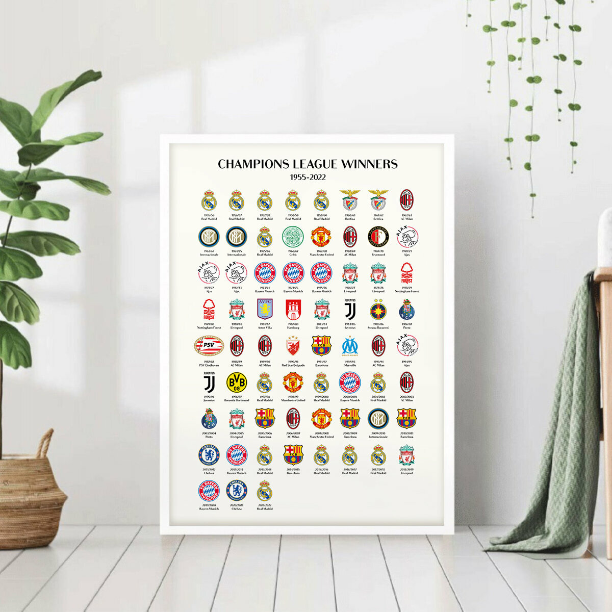 Постер "Футбол чемпионы" 40x50 в белой рамке на стену для интерьера