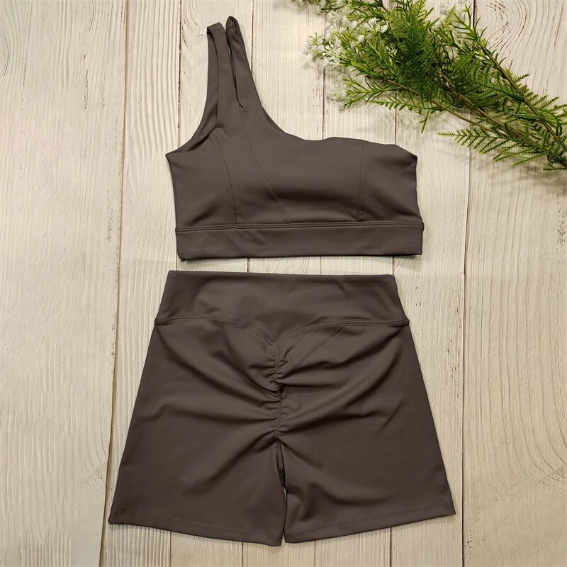 Комплект для йоги: топ и шорты, Brown Set 6, S