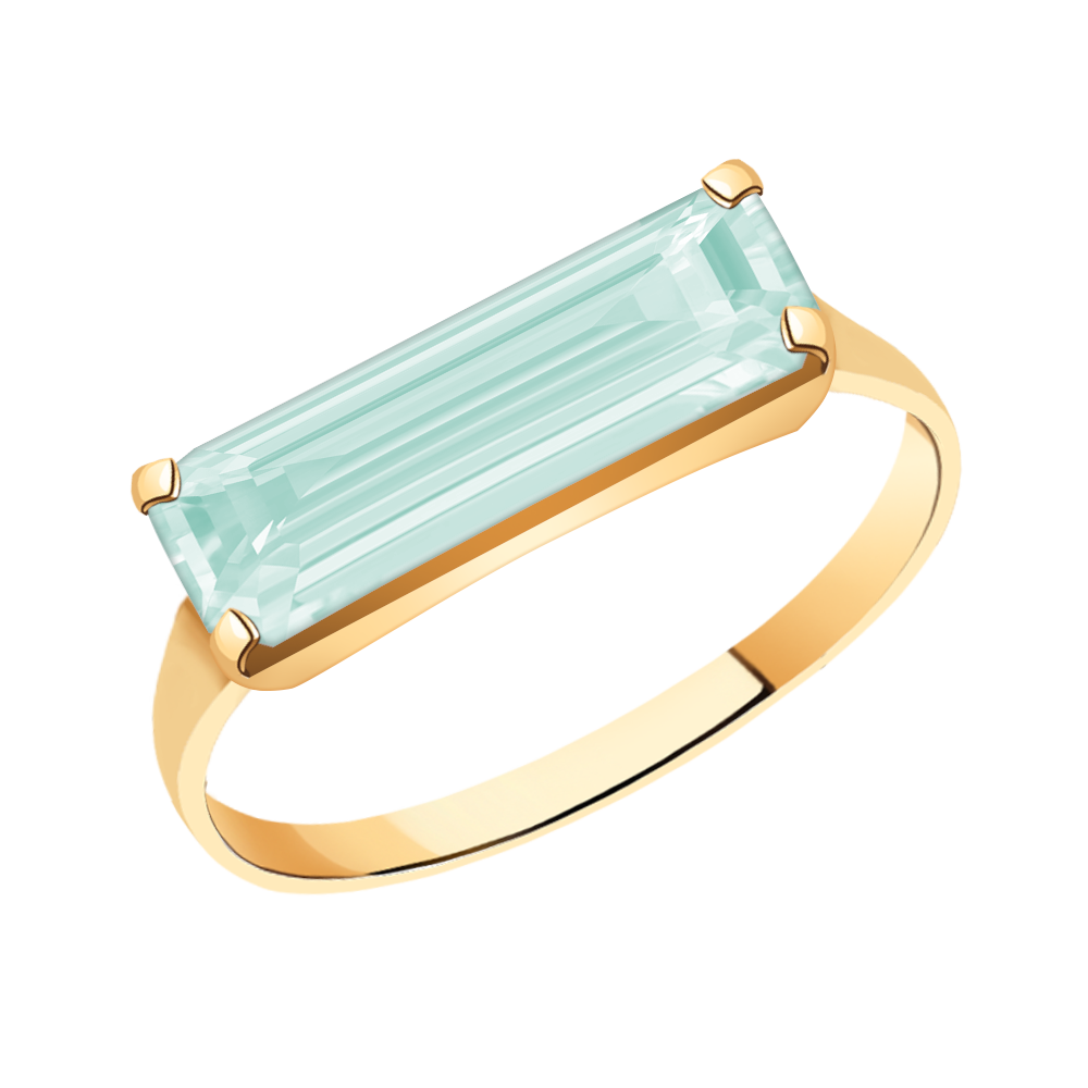 Кольцо, красное золото, 585 проба, аквамарин