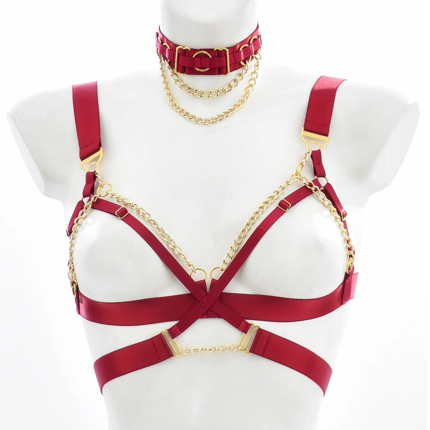 Красный женский сексуальный комплект ремней, женское нижнее белье, фетиш, цепочка для тела, аксессуары, укороченный топ, регулируемая портупея, боди-клетка