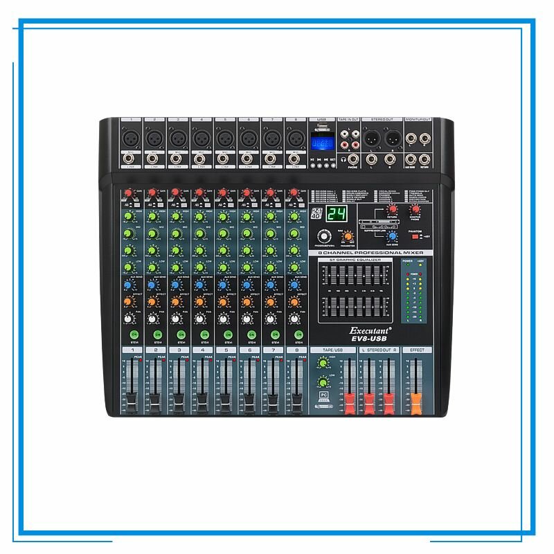 Soundcraft EV8-USB 8-канальный миксер с 24 цифровыми эффектами, поддержка USB, Bluetooth