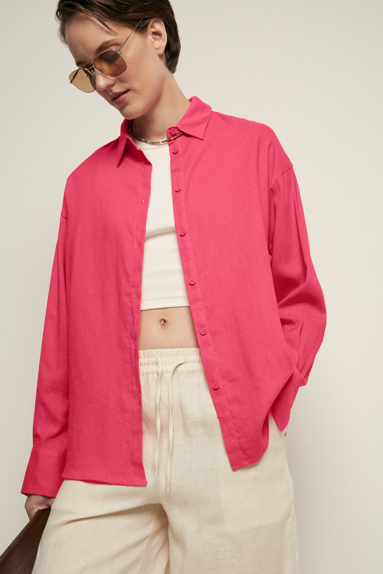 Блуза из льна и вискозы