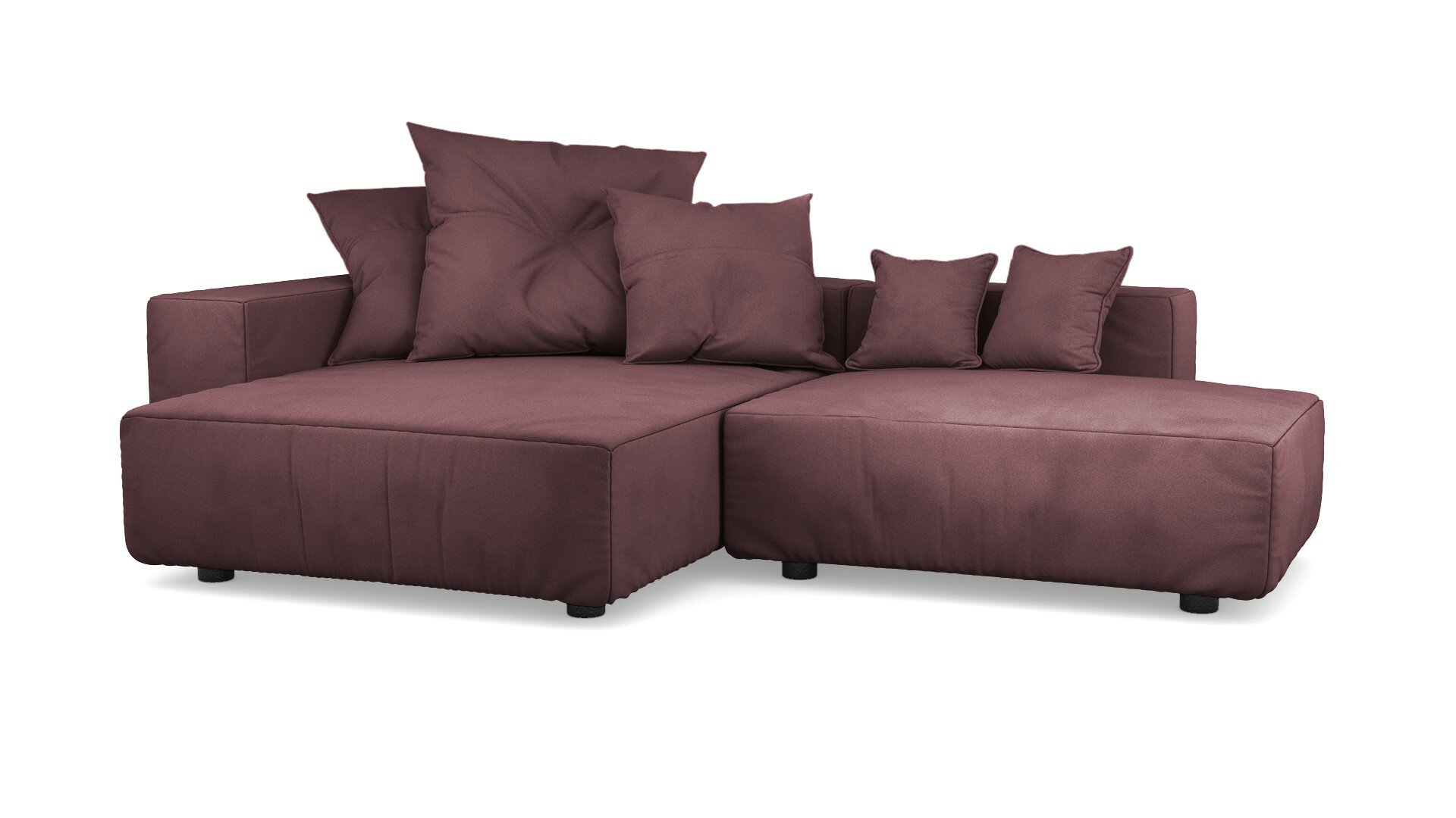 Диван с оттоманкой Санторини Velutto 15 NEW 271x169x62 см, бордовый Велютто, еврокнижка GOODFORM