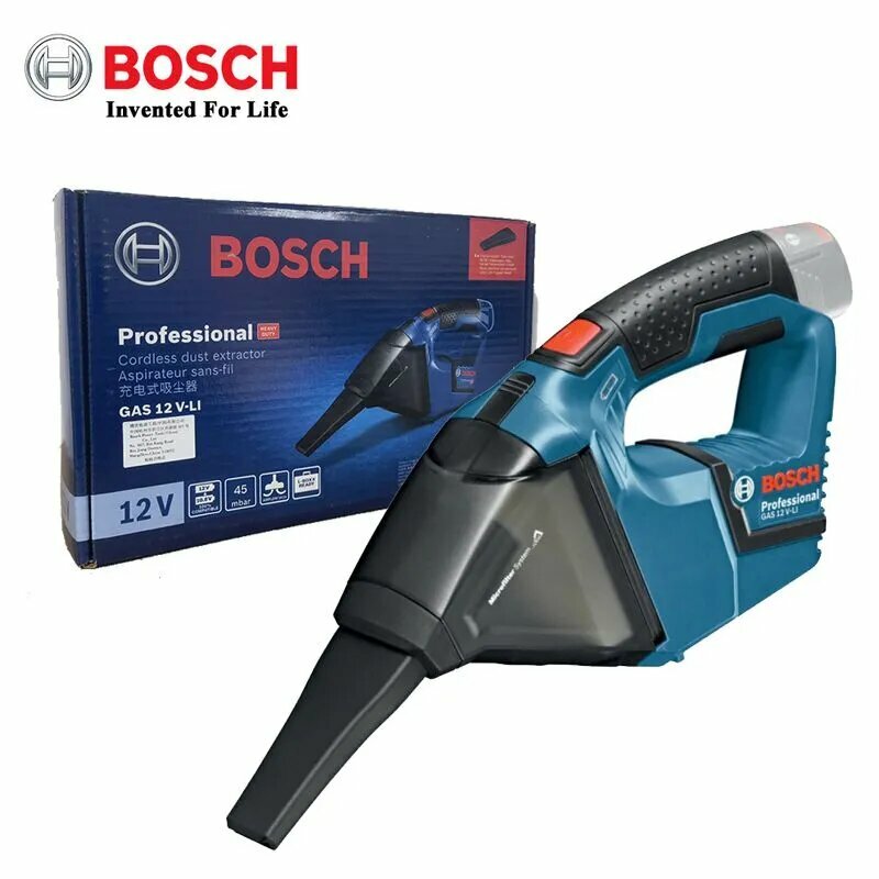 Беспроводной автомобильный пылесос Bosch GAS 12V-LI, питание от литиевой батареи 12 В, аккумулятор и зарядное устройство в комплект не входят