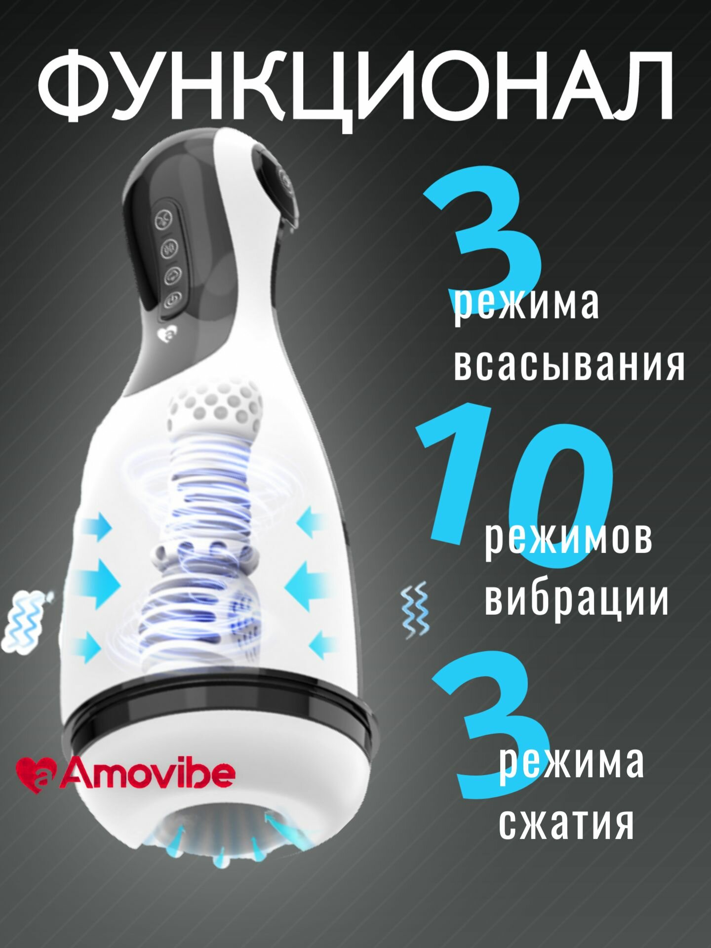 Мастурбатор мужской Amovibe Good night, автоматический с имитацией орального секса, автоминет мастурбатор