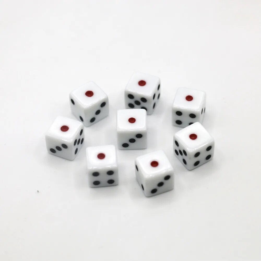 Белые кубики для игр 10 мм, 10 шт. (красный)