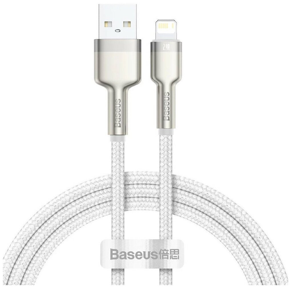 Кабель Baseus Cafule Series Metal Data Cable USB 2.0 - Lightning 2.4A 1м (CALJK-A02) Белый