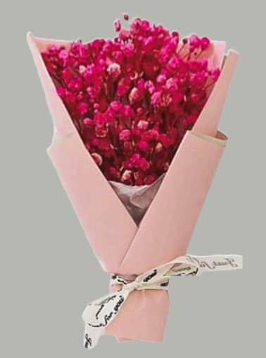 Букет-мини "Гипсофила", стабилизированные цветы, 11x17 см, розовый