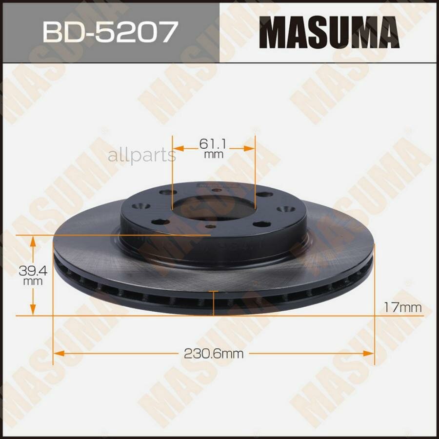 MASUMA BD-5207 Диск торм. пер. вент.[282x23] 5 отв.