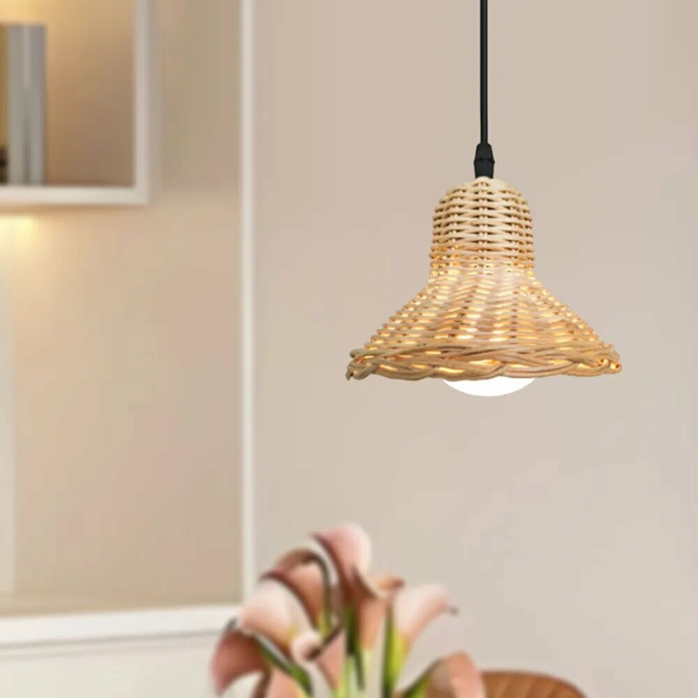 Бамбуковый плетеный абажур Подвесной светильник Shade 16cmx12cm