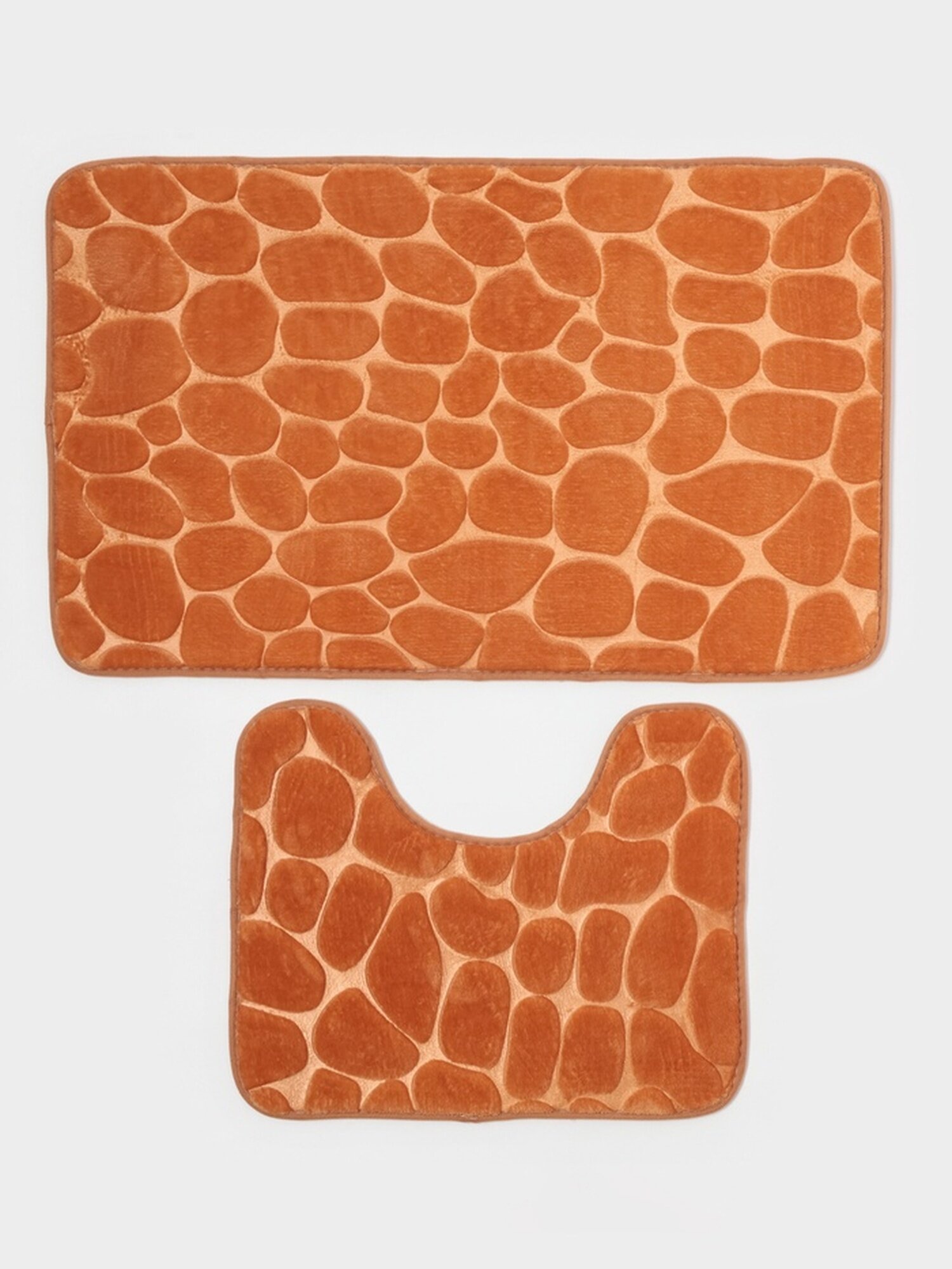 Набор ковриков для ванны и туалета Доляна «Камни»,2 шт,40×50,50×80 см, цвет бежевый