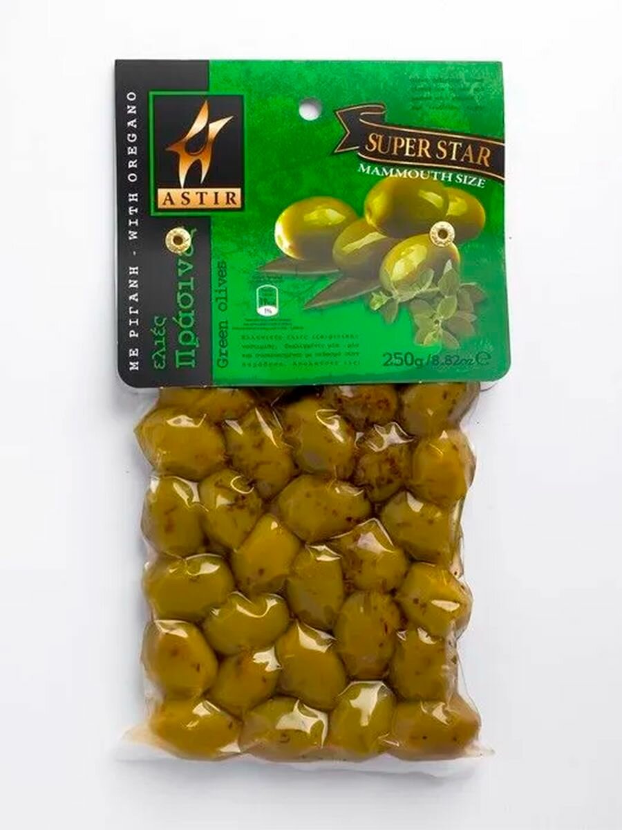 Оливки зеленые с косточкой Astir 250гр