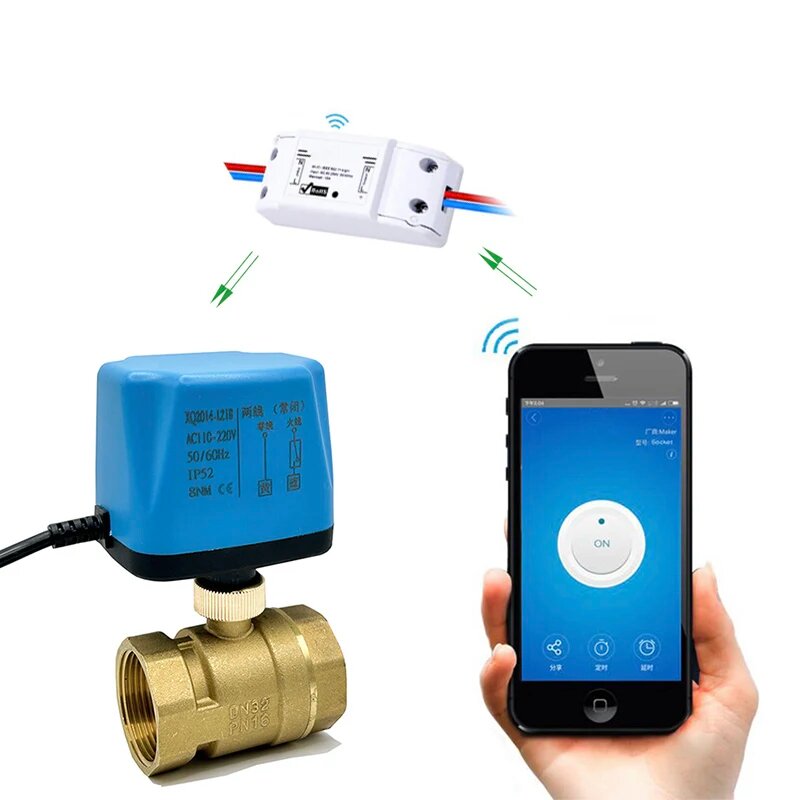 Умный шаровой кран Acarps DN15-DN50 для воды AC220V 1/2", 230VAC