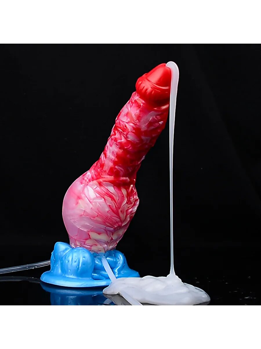 Фаллоимитатор, на присоске, с эякуляцией, силикон, голубой необычный