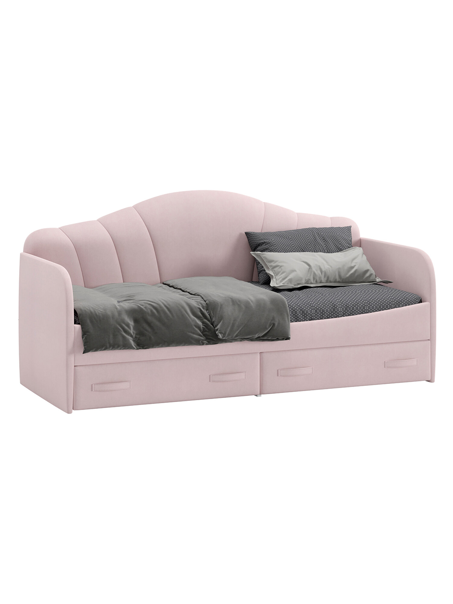 Детская кровать ТриЯ "Сабрина", мягкая обивка, розовая, ЛДСП, 2 ящика, 90x200x100 см