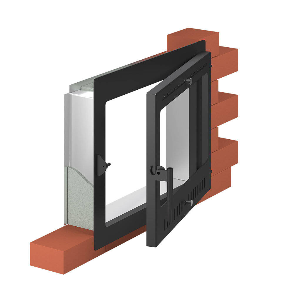 Тоннель монтажный везувий панорама (М) 380х510х120см для печных и каминных дверок