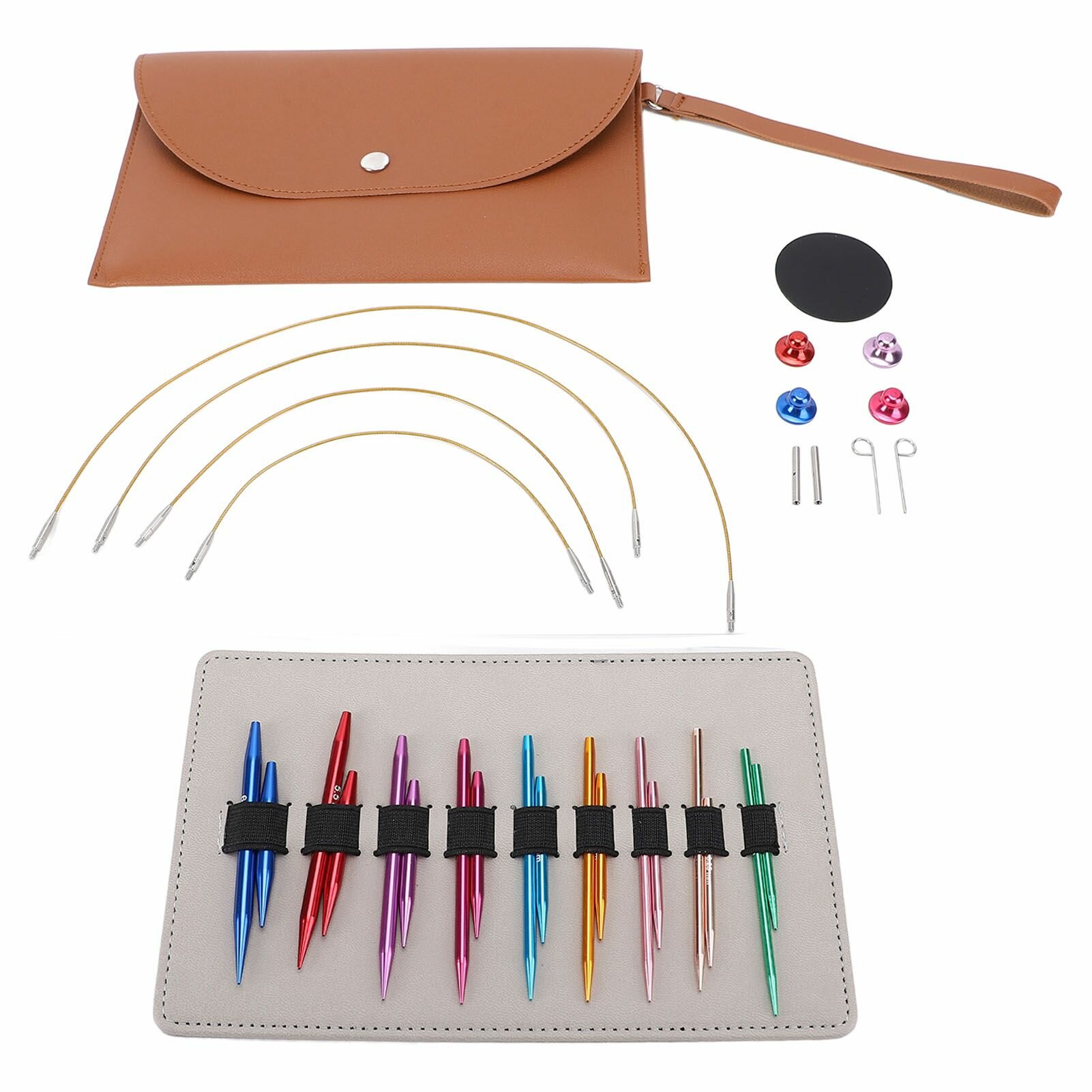 Набор круговых спиц 9 пар с заменяемыми наконечниками, для вязания свитеров, шапок и носков