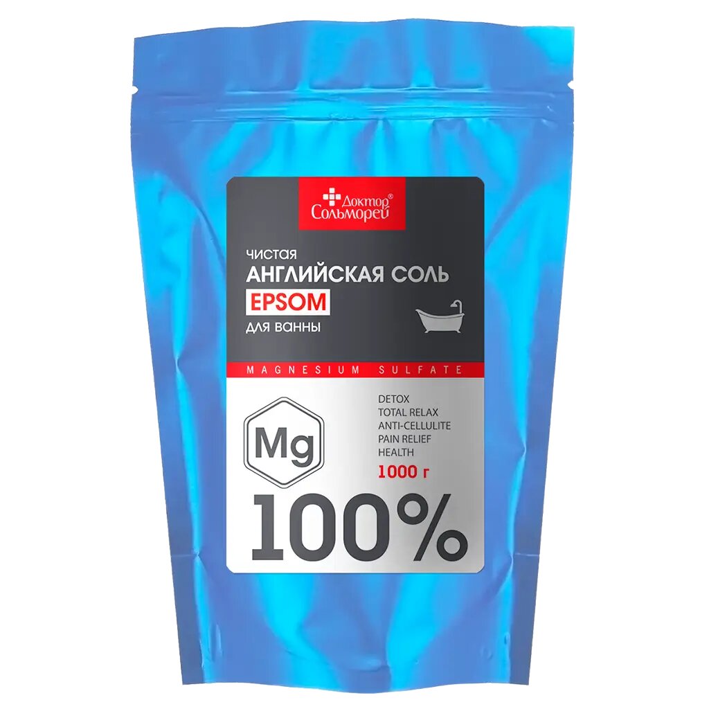 Доктор Сольморей Чистая Английская соль Epsom для ванн 1000 г 1 шт