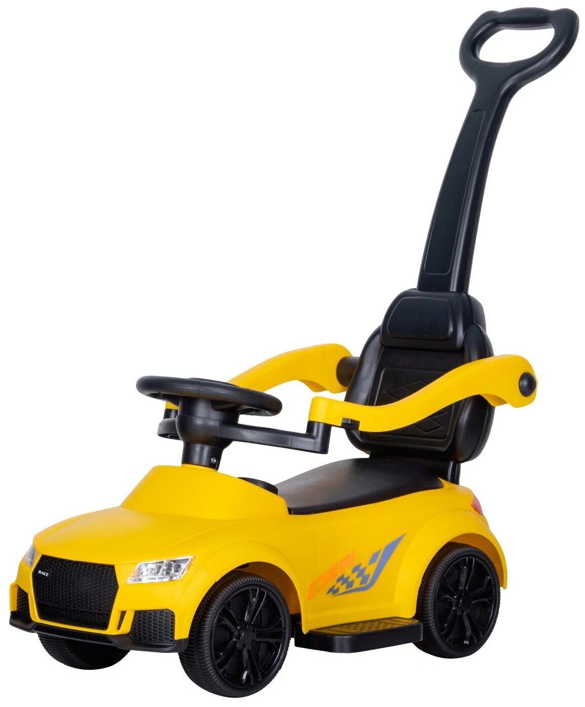 Толокар-каталка "CCQ12", с ручкой, с музыкой, со светом, цвет желтый