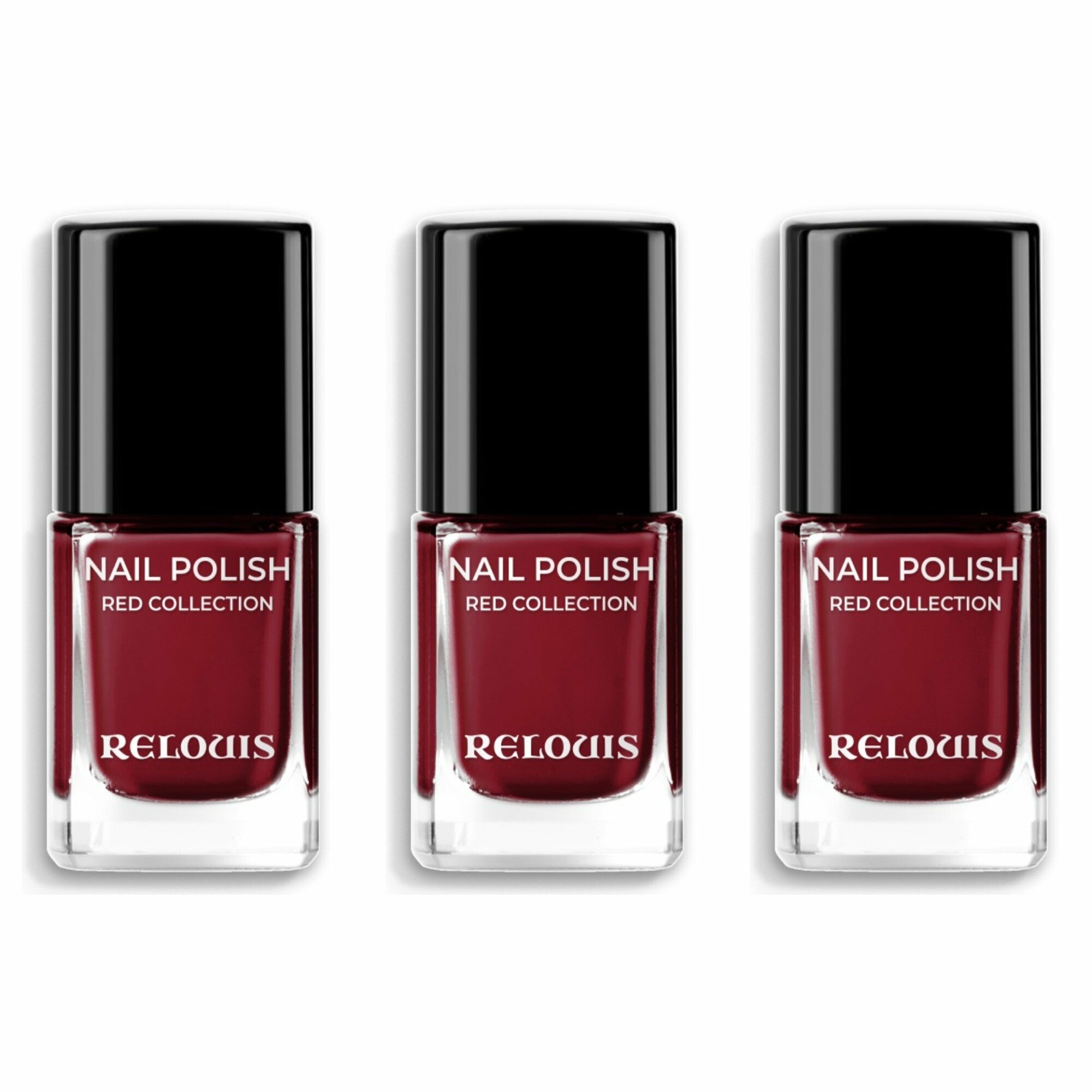 Лак для ногтей Relouis, Red Collection, с гелевым эффектом, тон 05 Midnight Walk, 8 мл, 3 шт