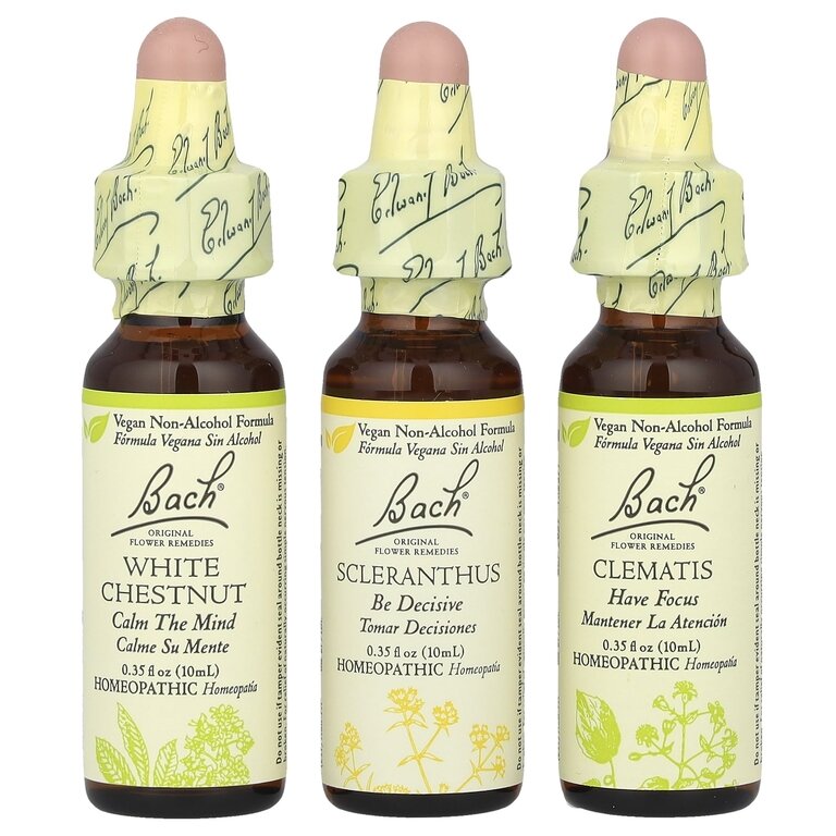 Bach, Original Flower Remedies, Focus Kit, набор для фокусировки и ясности ума, 3 по 10 мл