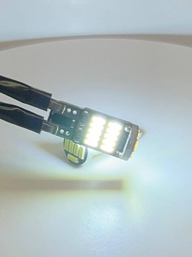 LED лампа С обманкой T10, W5W Canbus белая 12V для габаритов, подсветки номеров, салона, 2 шт.