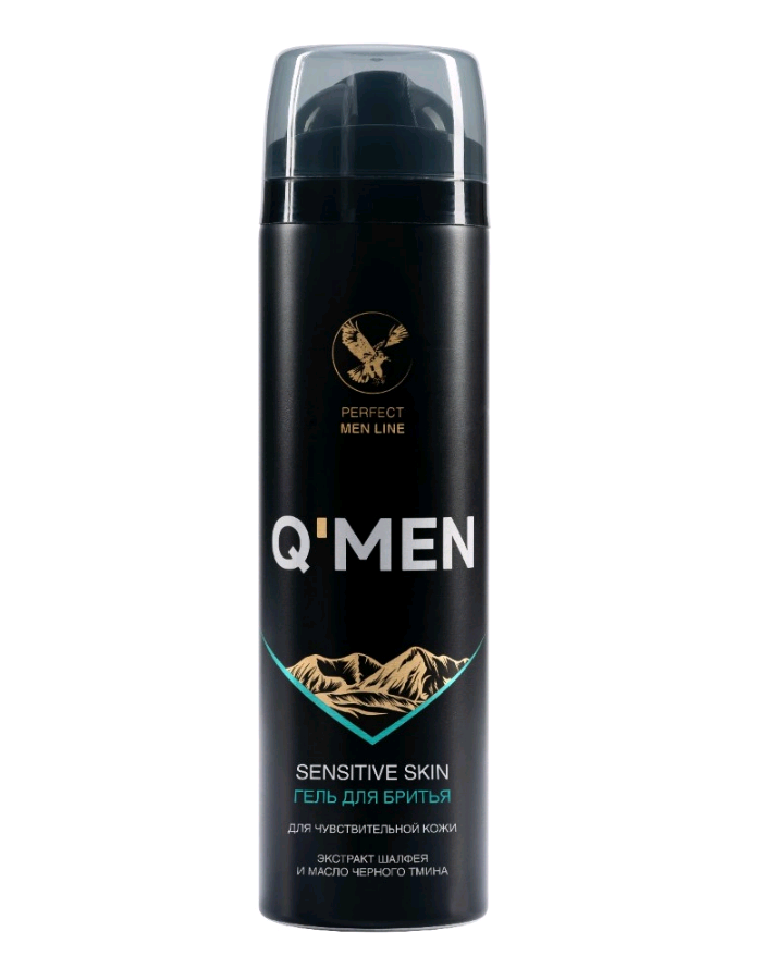 Q'men Sensitive Skin Гель для бритья для чувствительной кожи "с экстрактом шалфея и маслом черного тмина" 200 мл.