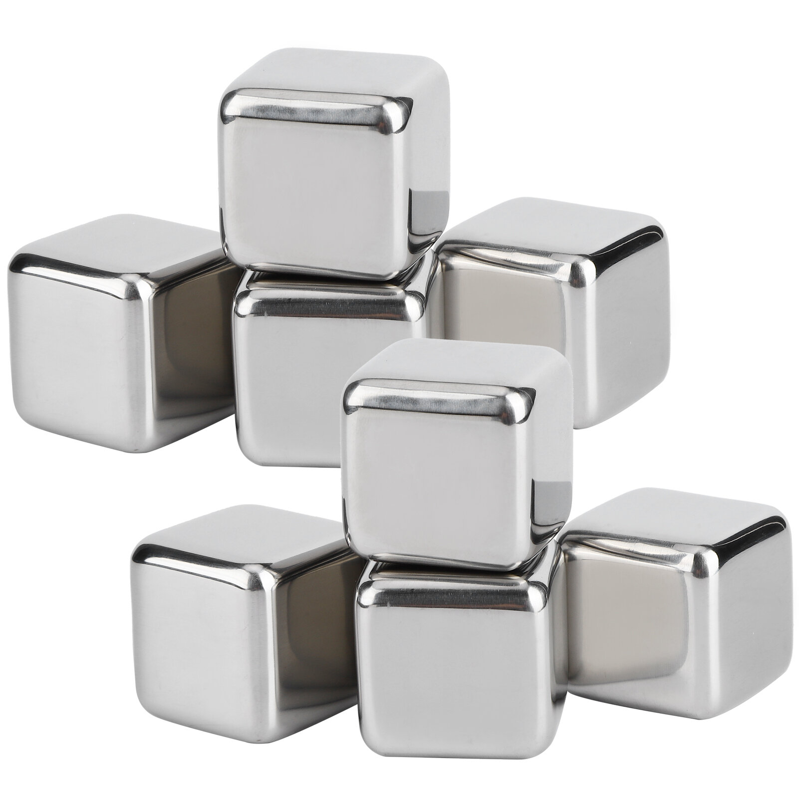 Ледяные кубики из нержавеющей стали многоразовые для виски и вина камни для охлаждения с ледяной пинцетом и боксом для хранения 8 штук Материал 304 нержавеющая сталь Подходят для алкогольных напитков виски белого вина коктейлей