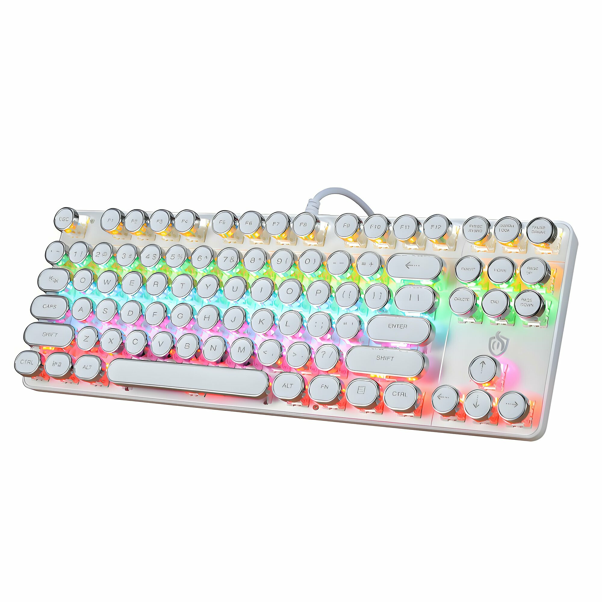 K917 Metal Panel Punk Wired Mechanical Keyboard with 87 Keys, a Gaming Keyboard White