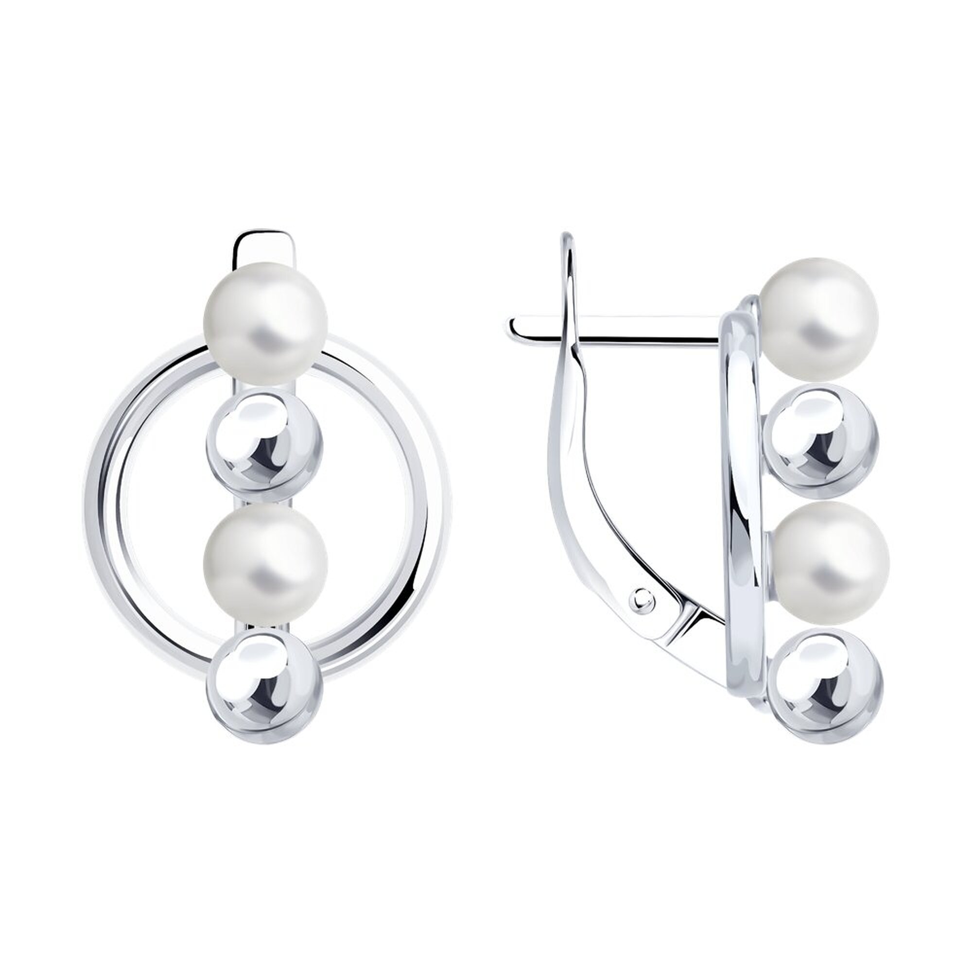 Серьги, серебро, 925 проба, родирование, жемчуг